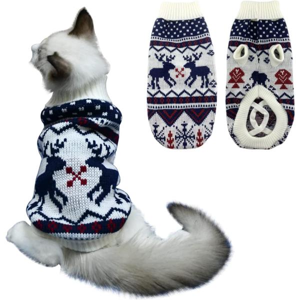 商品名Vehomy Christmas Dog Sweater Xmas Dog Cat Winter Clothes Xmas Kitten Turtleneck Pullover Knitwear with Christmas Tree...