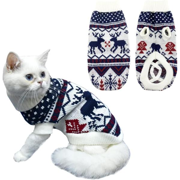 商品名Vehomy Christmas Dog Sweater Xmas Dog Cat Winter Clothes Xmas Kitten Turtleneck Pullover Knitwear with Christmas Tree...