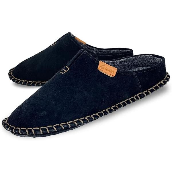 商品名Clarks Mens Open Back Suede Leather Slipper With Heavy Stitching - Plush Sherpa Lining - Indoor Outdoor House Slipper...