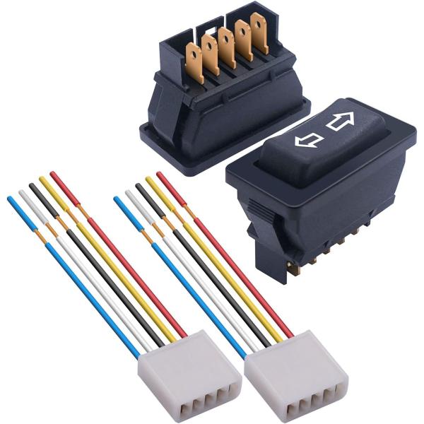 商品名weideer 2Pcs 5 Pin Car Window Switch 12V 20A Control Power Window Lift RV Slide Out Momentary Rocker Switch with Wiri...