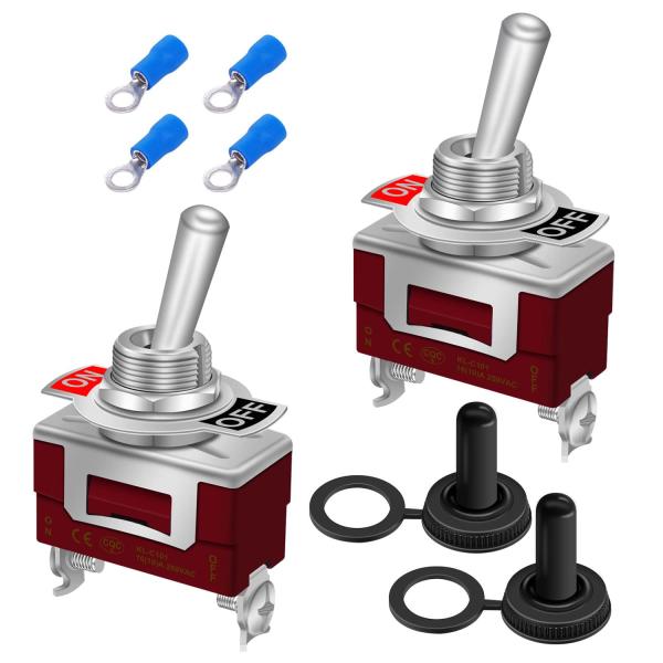 商品名weideer 2Pcs Toggle Switch 12V 30A ON/Off 2 pin 2 Position SPST Waterproof Switch with Waterproof Cap Terminals for A...