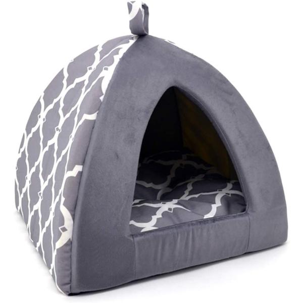 商品名Pet Tent - Soft Bed for Dog and Cat by Best Pet Supplies - Gray Lattice, 16"" x 16"" x H:14""ブランド：Best Pet Supplies商品...