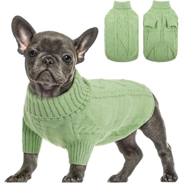 商品名Queenmore Small Dog Pullover Sweater, Cold Weather Cable Knitwear, Classic Turtleneck Thick Warm Clothes for Chihuahu...