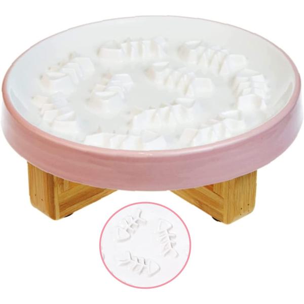 商品名Raised Cat Dog Slow Feeder Bowl with Stand, Cat Bowls for Slow Eating, Ceramic Elevated Slow Feed Cat Bowls, Pet Bowl...