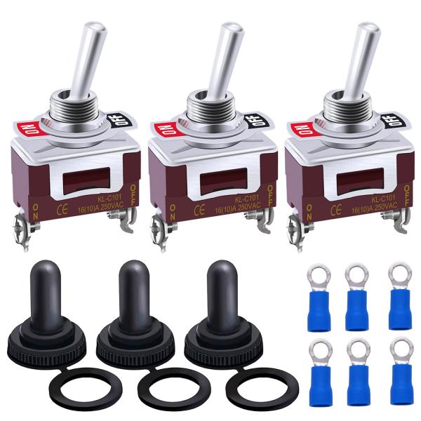 商品名Twidec/3Pcs Waterproof Heavy Duty Toggle Switch 12V DC 30A SPST 2 Position 2 Pin ON/Off Switch with Weatherproof Boot...