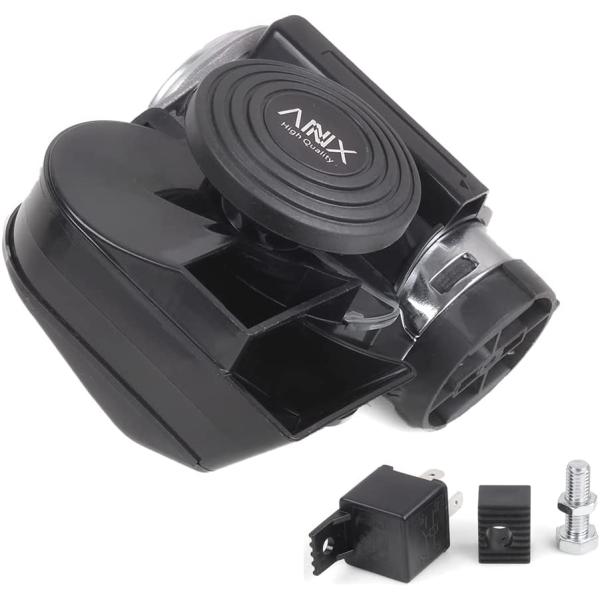 商品名ANNX Nautilus Compact Air Horn Kit Loud Horn for Motorcycle Replacement Electric Air Horn For Any 12V Vehicles Black ...