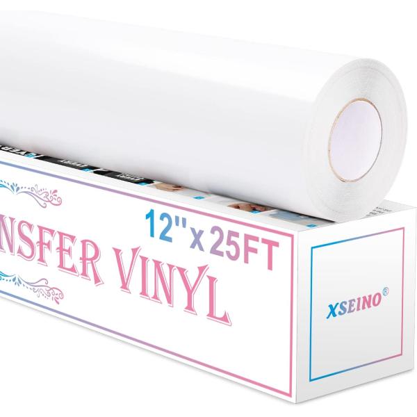 商品名XSEINO Heat Transfer Vinyl Roll, 12"" x 25FT White HTV Vinyl Roll with Teflon for Shirts,Iron on Vinyl Roll for Cricu...