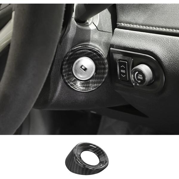 商品名Car Start Switch Trim Interior Ignition Keyhole Button Ring Cover Accessories for Chevrolet Camaro 2010-2015 (Carbon ...