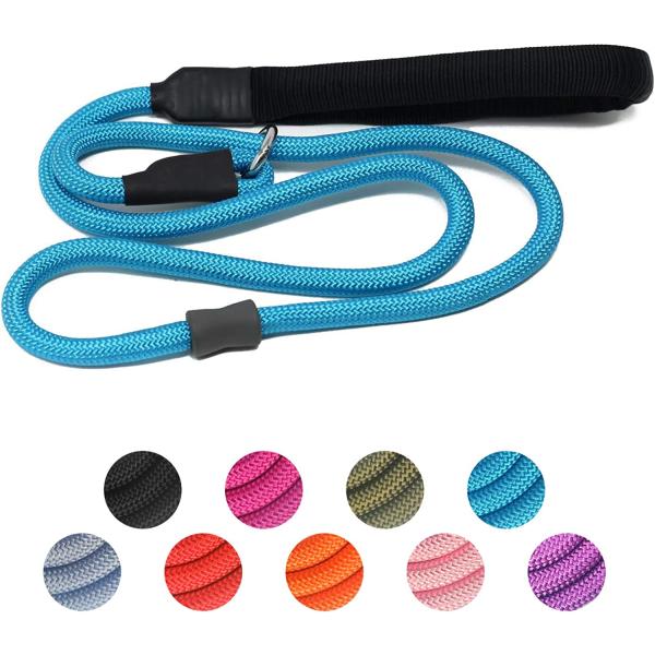 商品名Strong Slip Rope Dog Training Leash (6ft) - Heavy Duty Durable Braided Nylon Lead with Rubber Stopper &amp; Padded Ha...