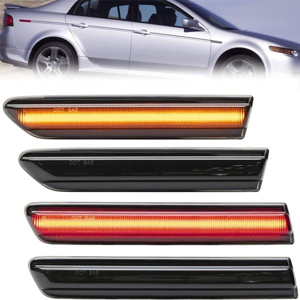商品名NJSBYL Amber/Red LED Side Marker Lights for Acura TL 2004 2005 2006 2007 2008 Smoked Lens Front/Rear Left&amp;Right L...