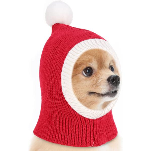 商品名Pawaboo Christmas Pet Hat, Funny Knitted Pets Cap with Pompon, Cute Crocheted Snood Winter Warm Pet Hat, Neck Ear War...