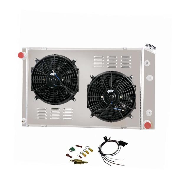 商品名:  Cubauto 3 Row All Aluminum Radiator + 12" Fan + Shroud + Thermostat Relay Kit Compatible For 73-86 Chevy C/K 10 20...