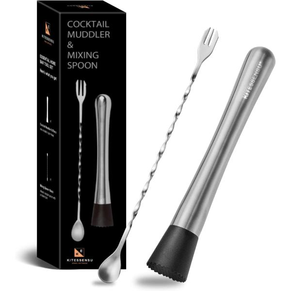 商品名：KITESSENSU Muddler and bar Spoon, 8 Inch Stainless Steel Muddler for Cocktails, Excellent Choice for Mojitos, Caipir...
