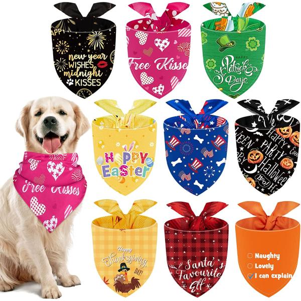 <b>商品名</b>9 Pieces Holidays Dog Bandanas Valentine St. Patrick's Day Easter Day Dog Bandanas Adjustable Dog ...