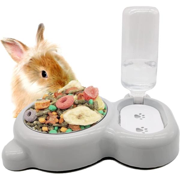 商品名Tfwadmx Pet Double Dishes Rabbit Food Water Dispenser Set Cat Self Filling Bowls No Spill Dog Automatic Waterer Bottl...