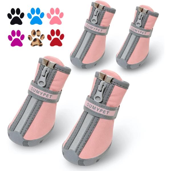 <b>商品名</b>QUMY Small Dog Boots Water-Resistant Winter Snow Shoes for Puppy Dog with Reflective Strips Soft C...