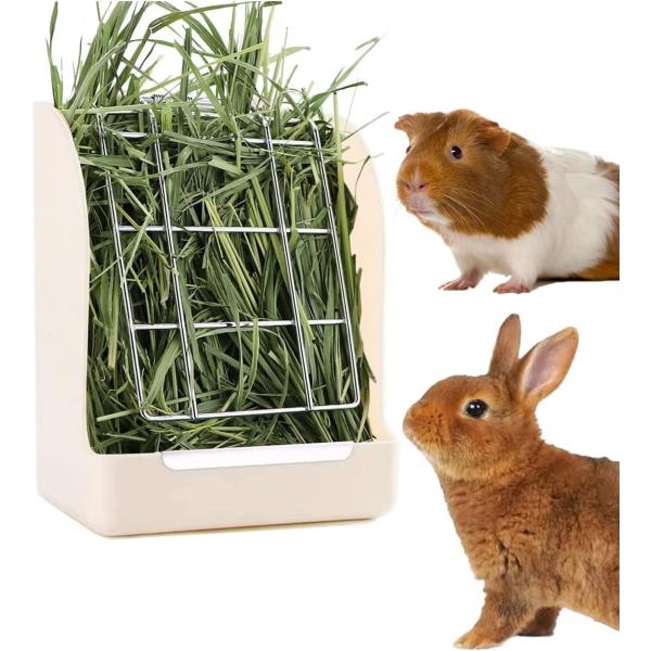 商品名ウサギの餌やり器 モルモット 干し草の餌やり器 小動物フードボウル ウサギモルモット チンチラケージ 餌やりアクセサリー ホワイト ALitewoo Rabbit Automatic Feeder Hay Rack Food Bowl...