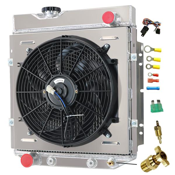 商品名: RadRace アルミニウムラジエーター 1960-1966年式フォードマーキュリーコメットファルコンランチェロマスタングL6 V8 1961 1962 1963 1964 1965 3列ラジエーター シュラウドファン サーモスタ...