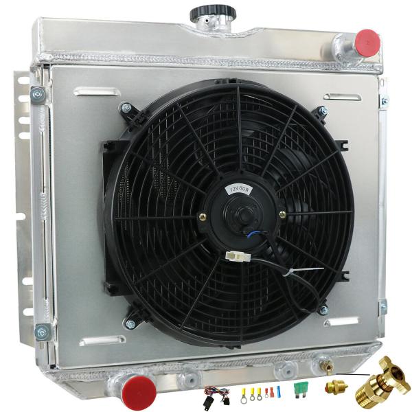 商品名: RadRace フルアルミラジエーター 1963-1977 フォード フェアレーン マーベリック マスタング ファルコン トリノ マーキュリー コメット クーガー L6 V8 3列 コア シュラウド ファン サーモスタット リレー...