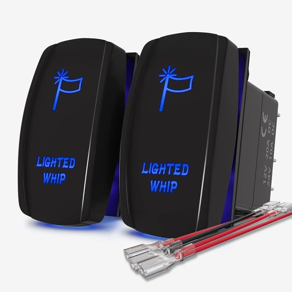 商品名ElecPupy 5Pin Lighter Whip Rocker Switch On/Off LED Light Bar Switch 20A 12V, 10A 24V Switch Jumper Wires Set for Car...