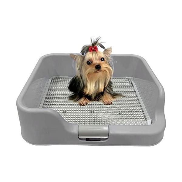 商品名[DogCharge] 屋内犬用トイレトレイ   保護壁付き 漏れ、こぼれ、事故なし   足をドライに保ち、床を清潔に保ちます (トレイのみ、グレー)[DogCharge] Indoor Dog Potty Tray   with P...