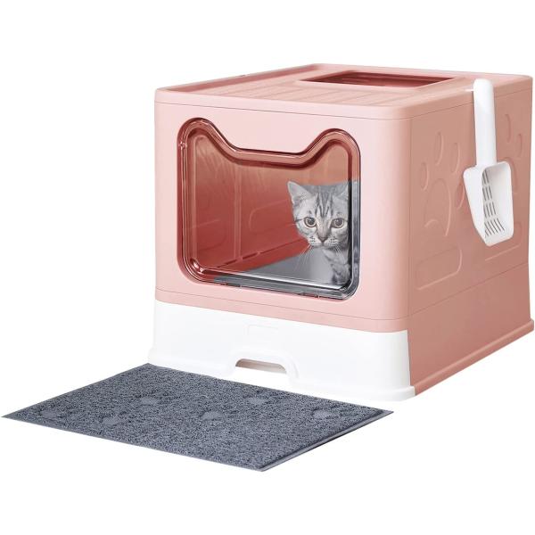 商品名Medario Cat Litter Box, Large Foldable Front Entry Top Exit Litter Box with Lid for Cats, Cat Potty with Cat Litter S...