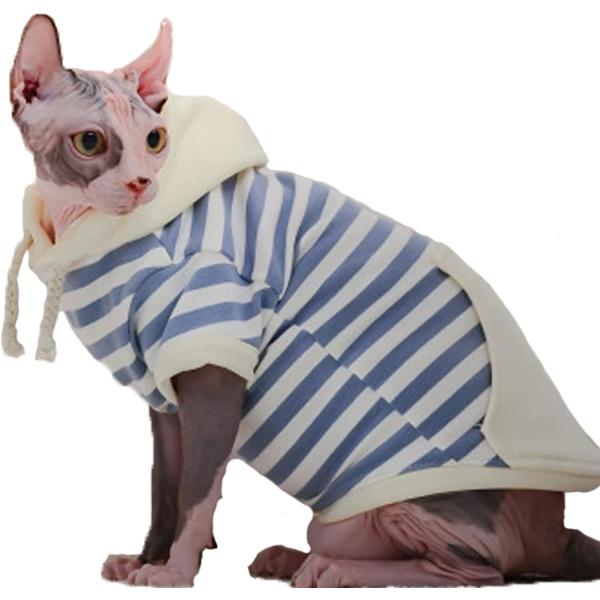 商品名Bonaweite Hairless Cats Sweaters for Spring Autumn Winter, Breathable Striped Cat Wear Clothes for Sphynx, Cornish Re...