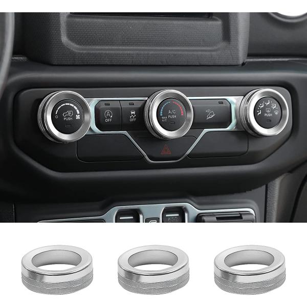 商品名JeCar Control Switch Knob Cover Air Conditioner Button Trim Aluminum Alloy Interior Accessories Compatible with Jeep ...