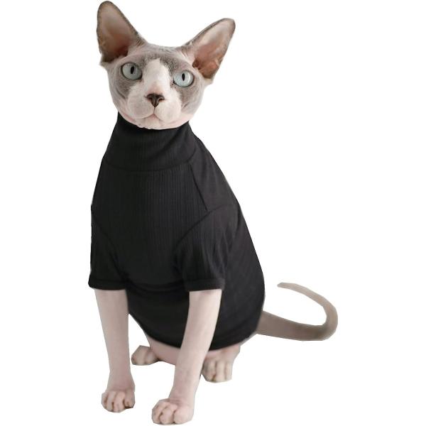 商品名Sphynx Hairless Cats Shirt Cotton Cat Turtleneck Sweater Pullover Kitten T-Shirts with Sleeves Cat Pajamas Jumpsuit f...