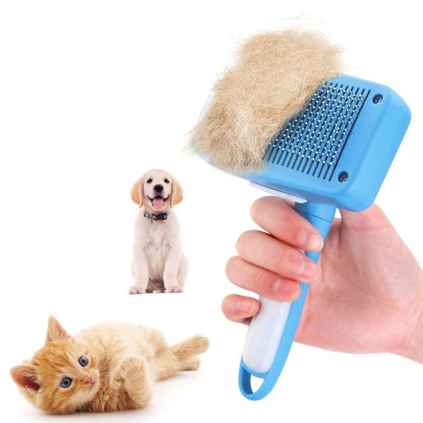 商品名Self-Cleaning Slicker Brush for Dogs , Cat Brush for Shedding Hair Pet Slicker Comb Brush for Shedding Long Haired Sh...