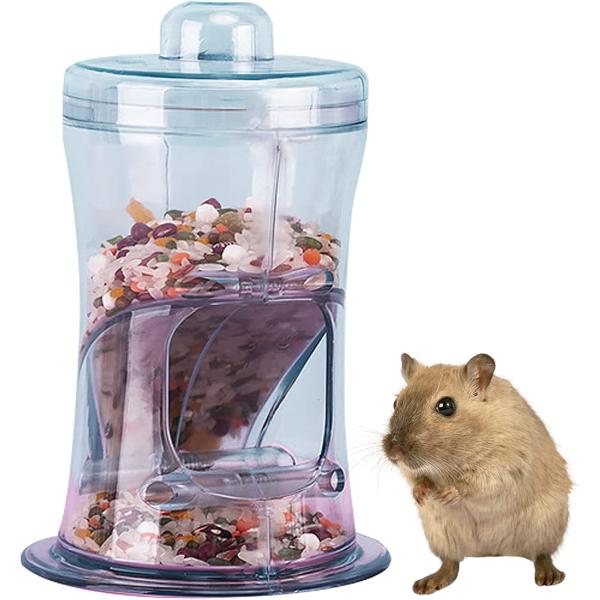 商品名Hamster Feeder Small Pet Automatic Food Dispenser Transparent Standing Feeding Plastic Container for Gerbil Suger Gli...