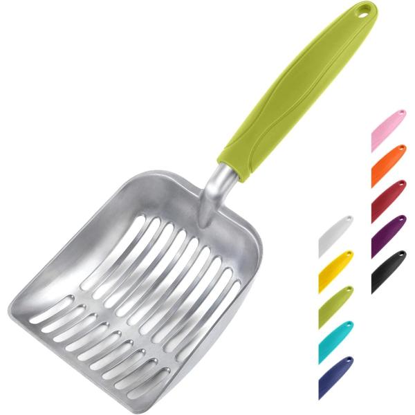 商品名WePet Small Cat Litter Scoop, Aluminum Alloy Sifter, Kitty Metal Scooper, Deep Shovel, Long Handle, Poop Sifting, Kit...