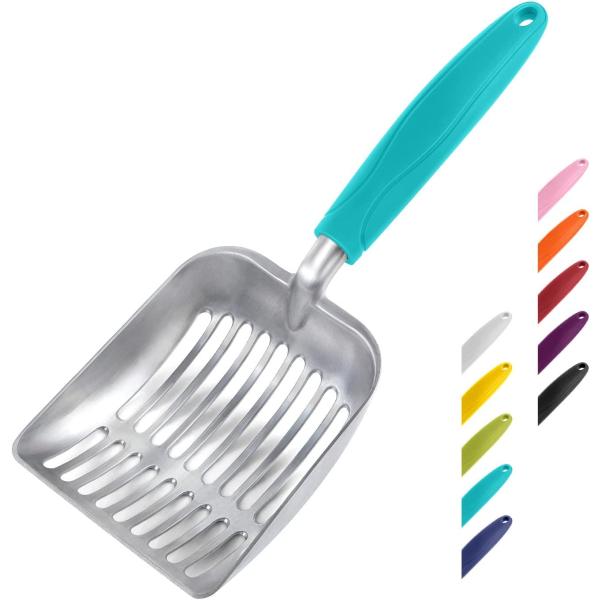 商品名WePet Small Cat Litter Scoop, Aluminum Alloy Sifter, Kitty Metal Scooper, Deep Shovel, Long Handle, Poop Sifting, Kit...