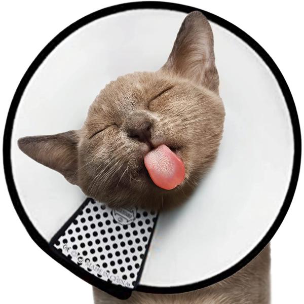 商品名Meric Plastic Cone for Cat, Post-Surgery Recovery Neck Collar for Pets with Neck Circumference Between 5.9"" and 7"",...