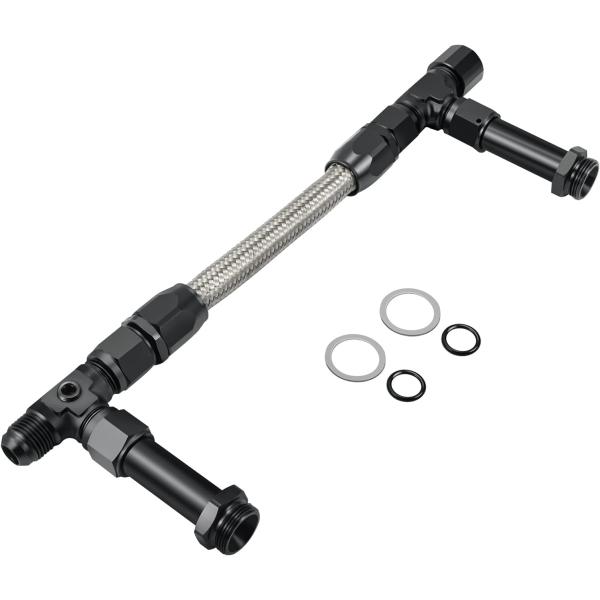 商品名Male Flare Dual Inlet 4150 Fuel Line Kit to 7/8"" Braided Stainless Steel Carburetor 8AN Dual Inlet Line Kit for Holl...