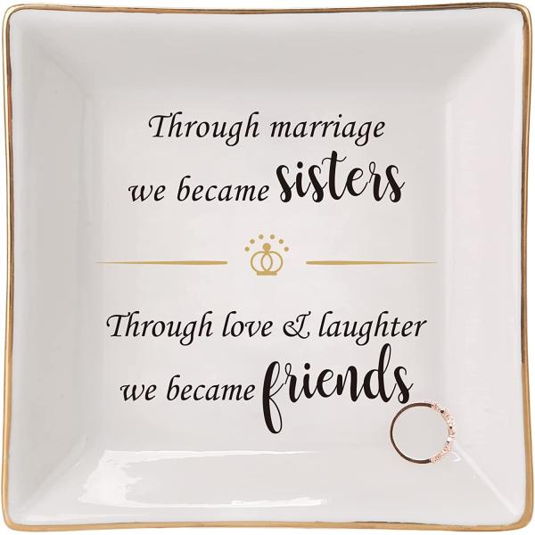 商品名義理の姉妹ギフト セラミックリングディッシュ 装飾小物ギフト 義理の姉妹に バレンタインデー 誕生日 クリスマス ウェディングギフト 義理の姉妹にHOME SMILE Sister In Law Gifts-Ceramic Ring ...