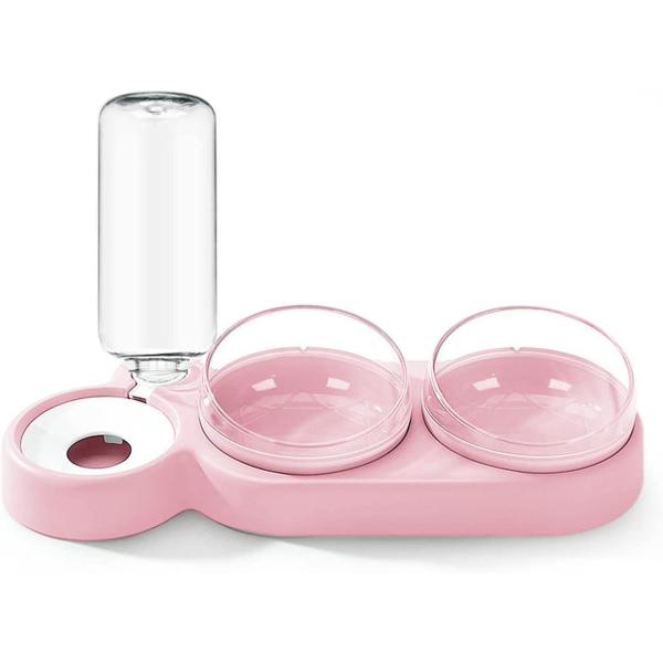 商品名：Dog Bowls for Food and Water, Dog Cat Water Dispensers and Feeder, 15° Tilted Removable 2 Cat Bowls, 1 Automatic Gra...