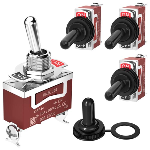 商品名Joinfworld Marine Toggle Switch 12V DC 30A Waterproof Toggle Switch 250V AC 15A Heavy Duty with Weatherproof Boot Cov...