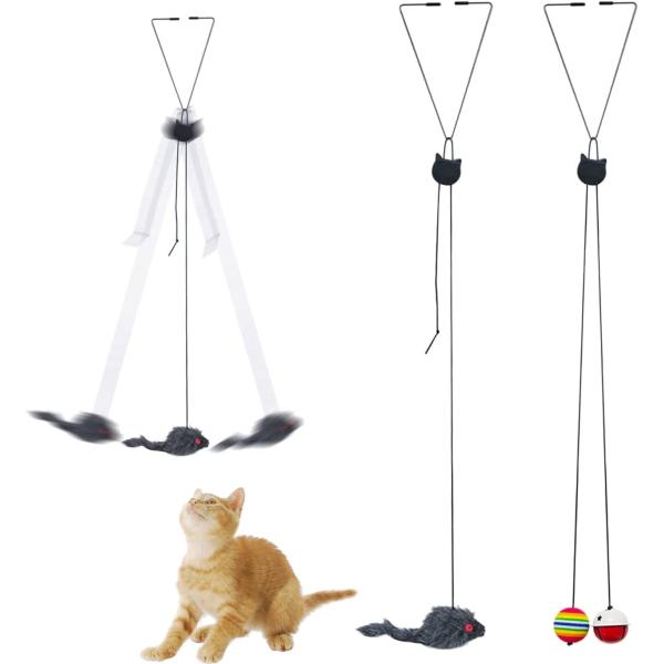 商品名Mice Toys for Indoor Cats - 2 Pack Hanging Door Cat Toys - Retractable Cat Toy with Rope Mouse Bell Ball - Interactiv...
