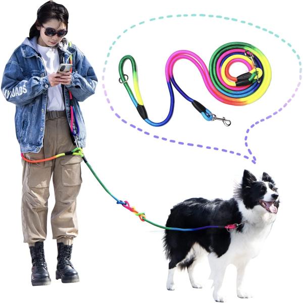 商品名JOPOY 犬リード 小型、中型、大型犬用リード 訓練リード ロングリード ショルダーリード ペット用 スリップ リード ロープ 4m (Rainbow4)JOPOY Hands Free Dog Rope Leash (13ft) ...