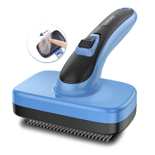 商品名Dog Brush for Shedding Long &amp; Short Haired Dogs, Cat Self Cleaning Slicker Retractable Brush for Curly Straight H...