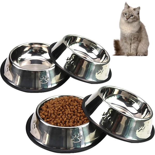 商品名：kathson Stainless Steel Cat Bowl with Rubber Base, Stackable Metal Cat Dish Puppy Food and Water Bowls Non-Slip Stee...