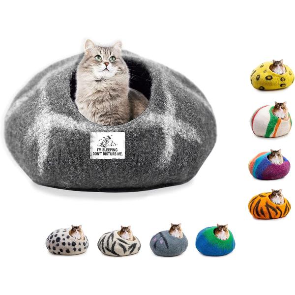 商品名Woolygon - Wool Cat Cave Bed Handcrafted from 100% Merino Wool, Eco-Friendly Felt Cat Cave for Indoor Cats and Kitten...