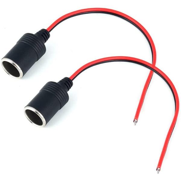 商品名Wekttznol 2 Pack 12V 24V Car High Current Charger Power Cigarette Lighter Female Socket Cable Plug Adapter with 1FT E...