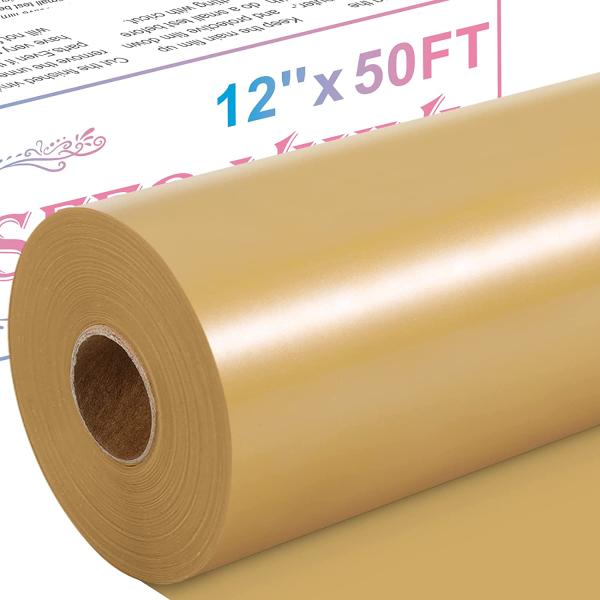 商品名XSEINO Heat Transfer Vinyl, 12"" x 50FT Golden HTV Vinyl Roll with Teflon for Shirts, Golden Iron on Vinyl Roll for C...