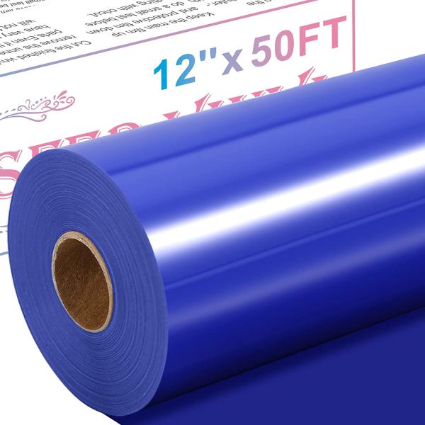 商品名XSEINO Heat Transfer Vinyl, 12"" x 50FT RoyalBlue HTV Vinyl Roll with Teflon for Shirts, RoyalBlue Iron on Vinyl Roll...