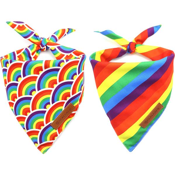 <b>商品名</b>Realeaf Pride Dog Bandanas 2 Pack, LGBT LGBT+ Rainbow Scarves Bibs for Dogs, Premium Durable Fabri...