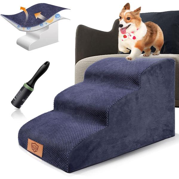 商品名Kphico High Density Foam Pet Steps 3 Tiers,Non-Slip Dog Stairs,Extra Wide Deep Dog Ramp,Soft Foam Dog Ladder,Best for...