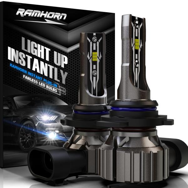 商品名:  RAMHORN 9012 LED Bulbs, 12000 LM 6500K Xenon White Fanless Instant Plug-in HIR2 Halogen Replacement Fog Light Bulb...