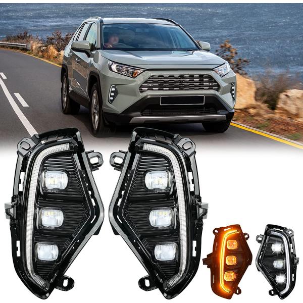 商品名LED Daytime Running Lights Fit for Toyota RAV4 2019 2020 2021 2022 2023 DRL Fog Lights Kit Rav4 Fog Lights Assembly R...